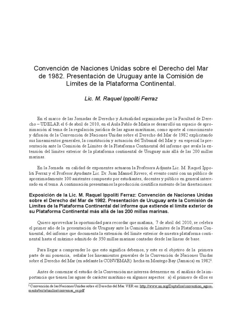 Convencion De Naciones Unidas Sobre Derecho Del Mar 1982 Jamaica Pdf