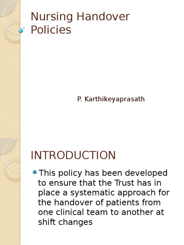 Handover in Nursing | PDF | Patient Safety | Nursing