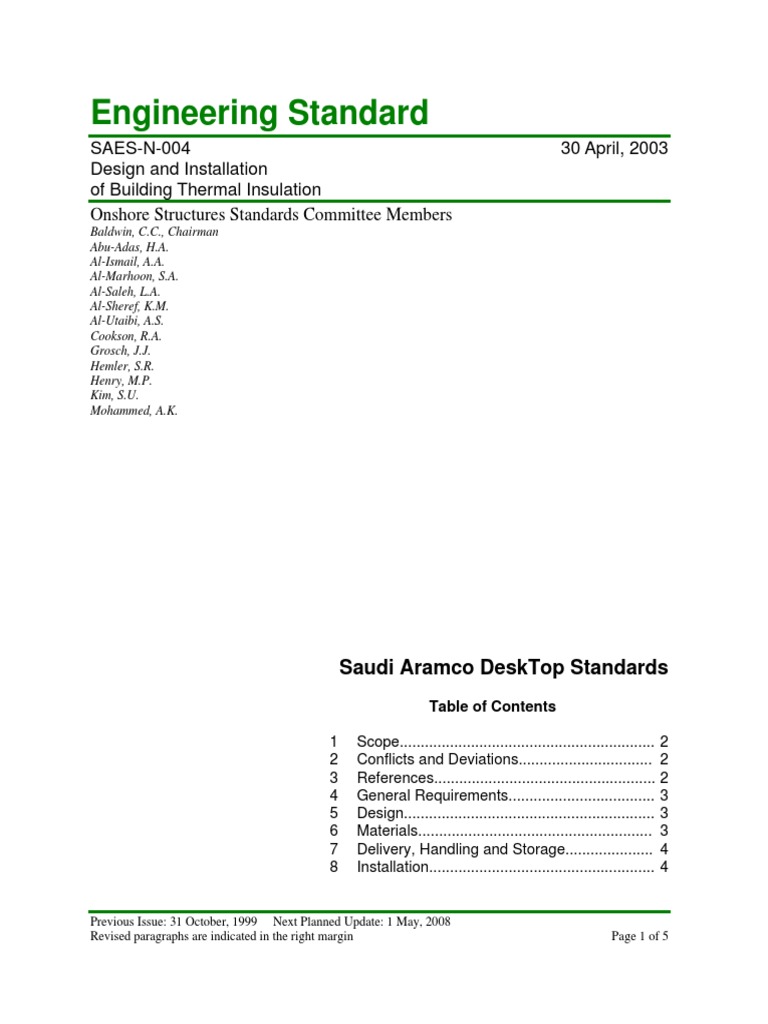 Saes N 004 PDF | PDF | Building Insulation | Thermal Insulation