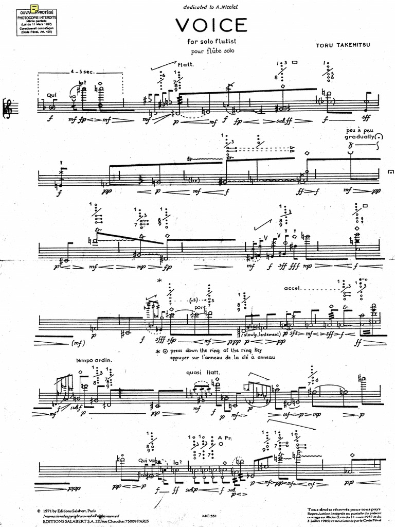 Takemitsu Voice For Solo Flute | PDF