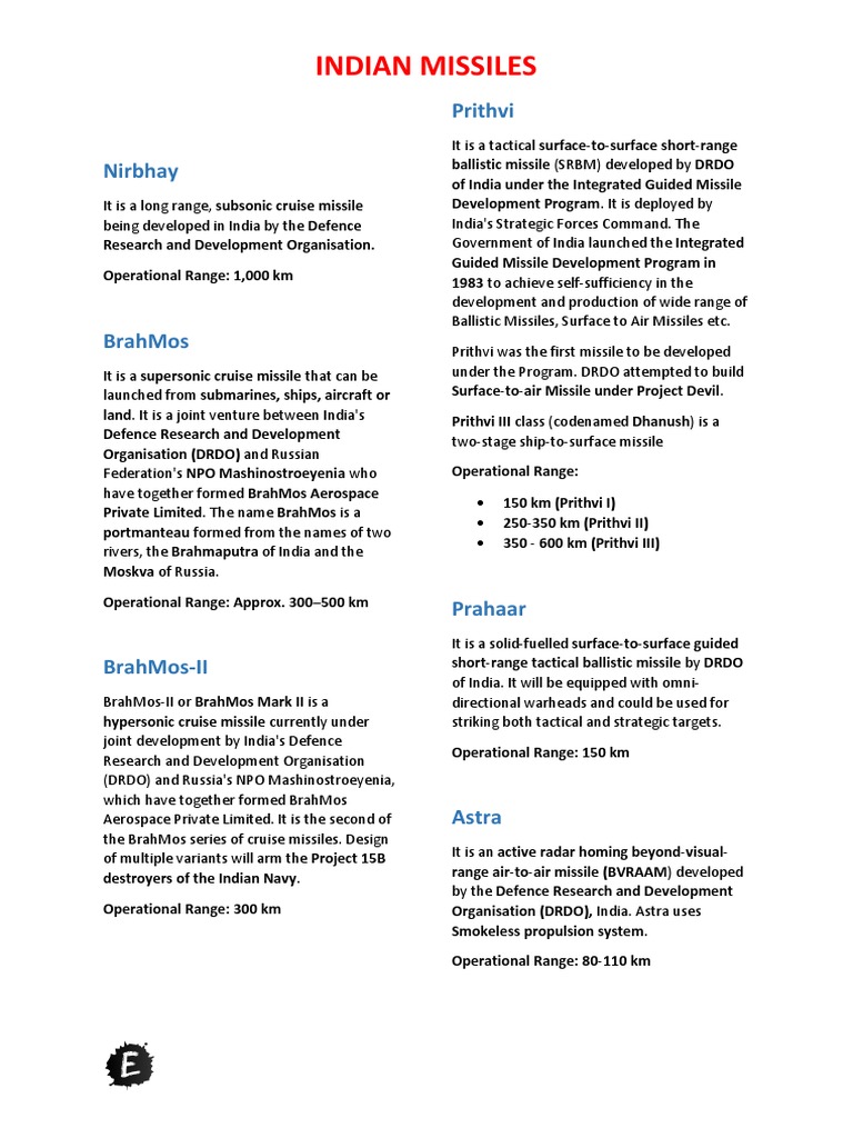 Indian Missiles - by Exampundit - in PDF | PDF | Missile | Missile Types