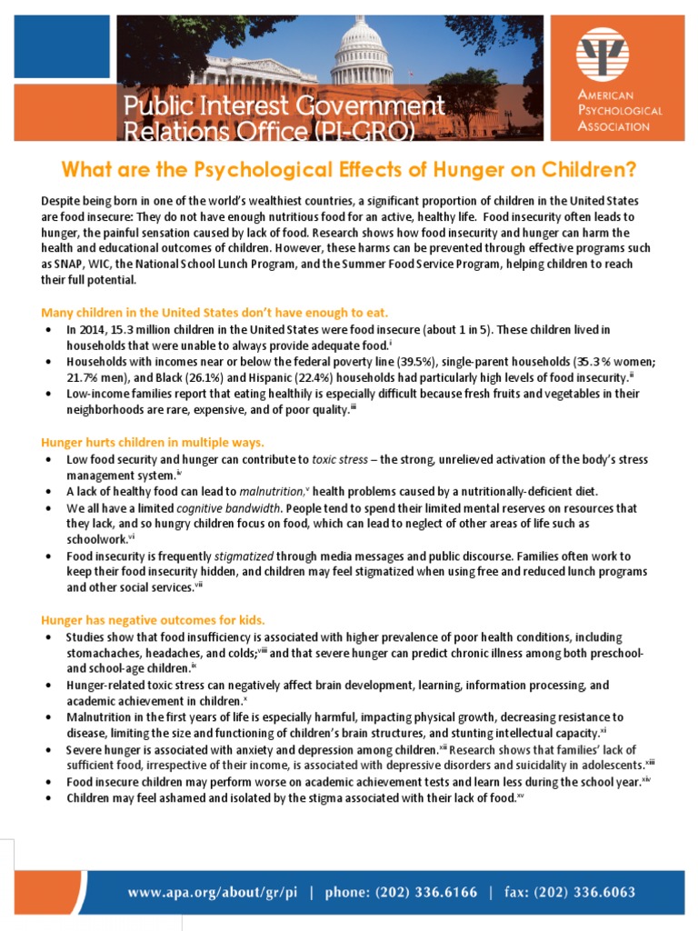 What Are The Psychological Effects of Hunger On Children? | PDF | Food ...