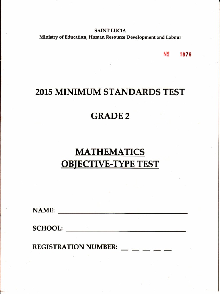 2015 MST GRADE 2 Mathematics Objective-TypeTest | PDF | Notes (Finance ...