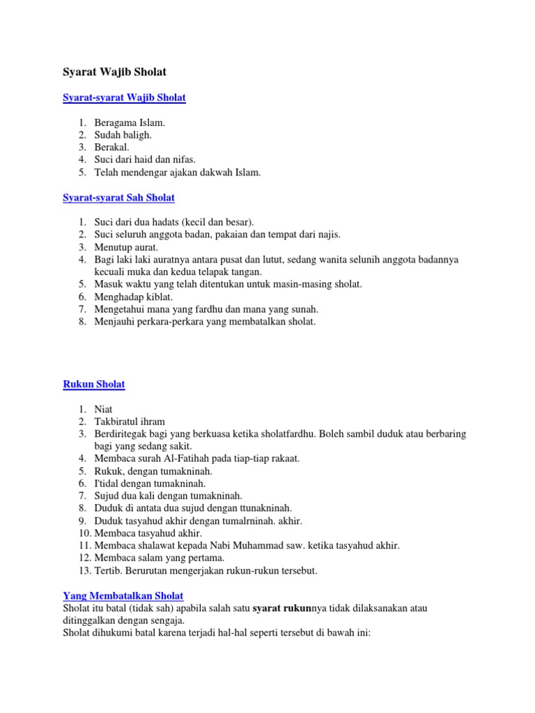 Syarat Wajib Sholat | PDF