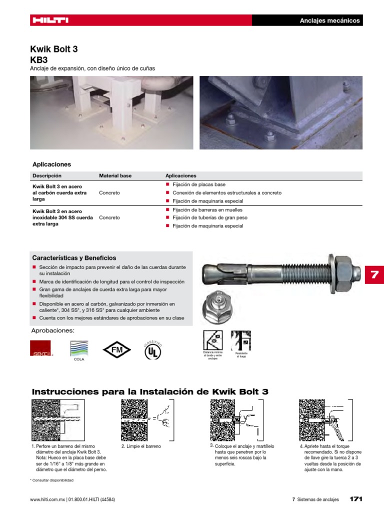 Ficha Tecnica Chazo Hilti | PDF | Acero | Herramientas