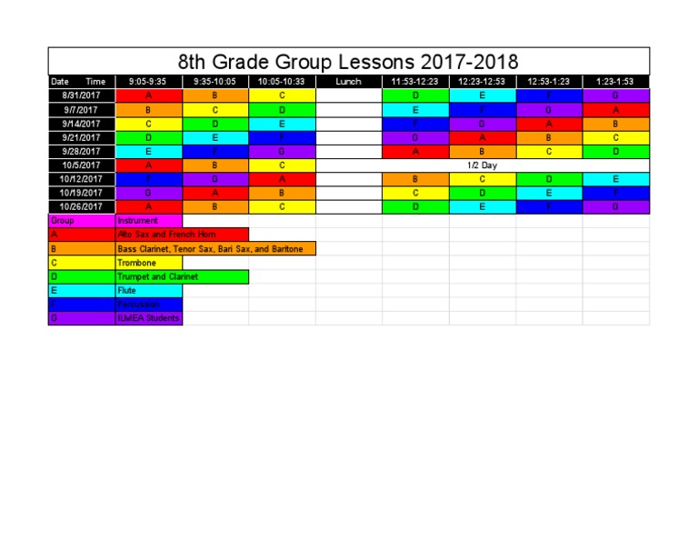 8th Grade Music Lesson Schedule | PDF