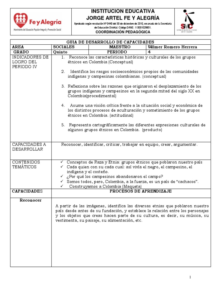 Guia de Aprendizaje 5° | PDF | Sector terciario de la economía | Colombia