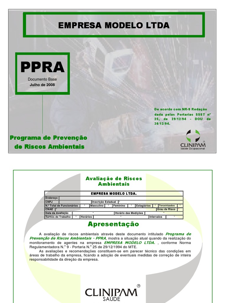 Modelo de Um Ppra Completo | PDF | Enfermagem | Farmacêutico