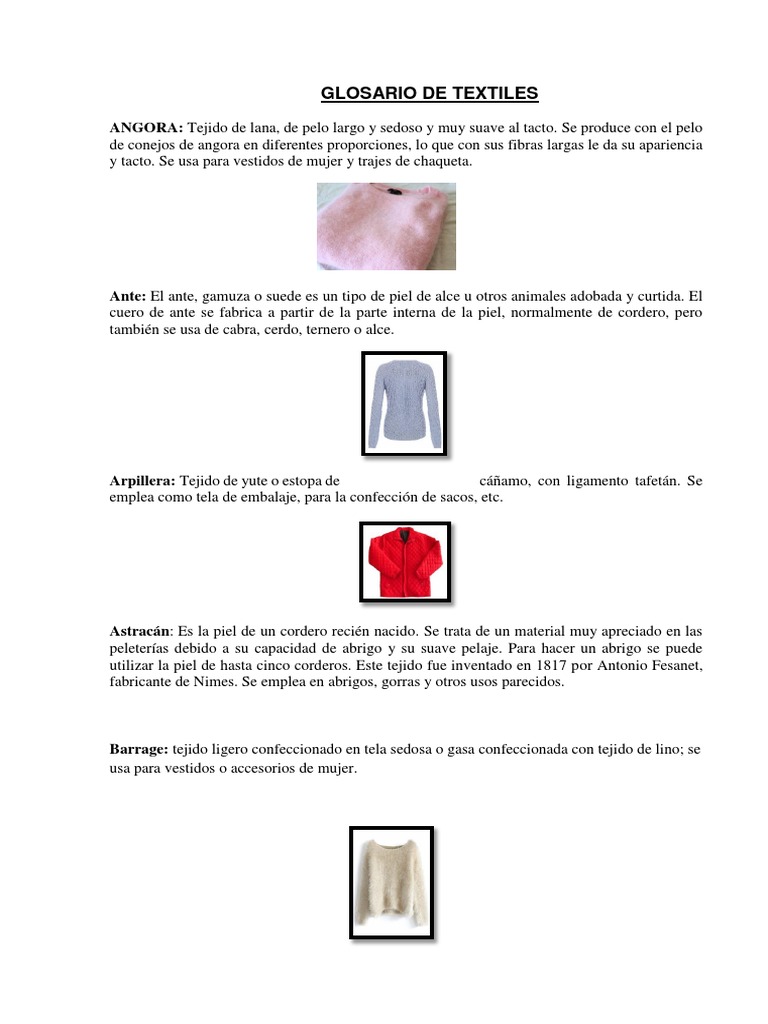 Glosario de Textiles 1 Ejemplo | PDF
