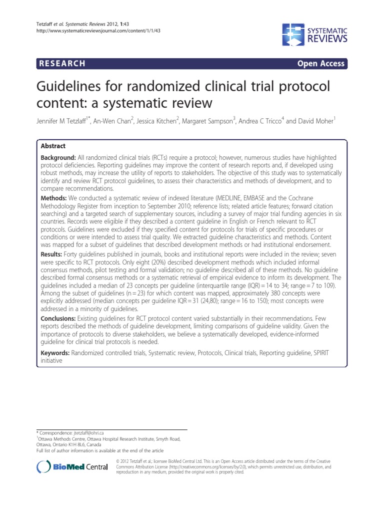 Consort Guidelines For RCT Trials Systematic Review | PDF | Randomized ...