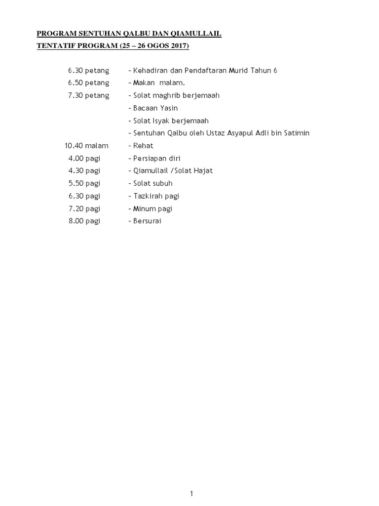 Program Sentuhan Qalbu Dan Qiamullail PDF | PDF