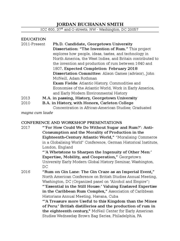 Jordan Smith CV Public | PDF | Academia | Further Education