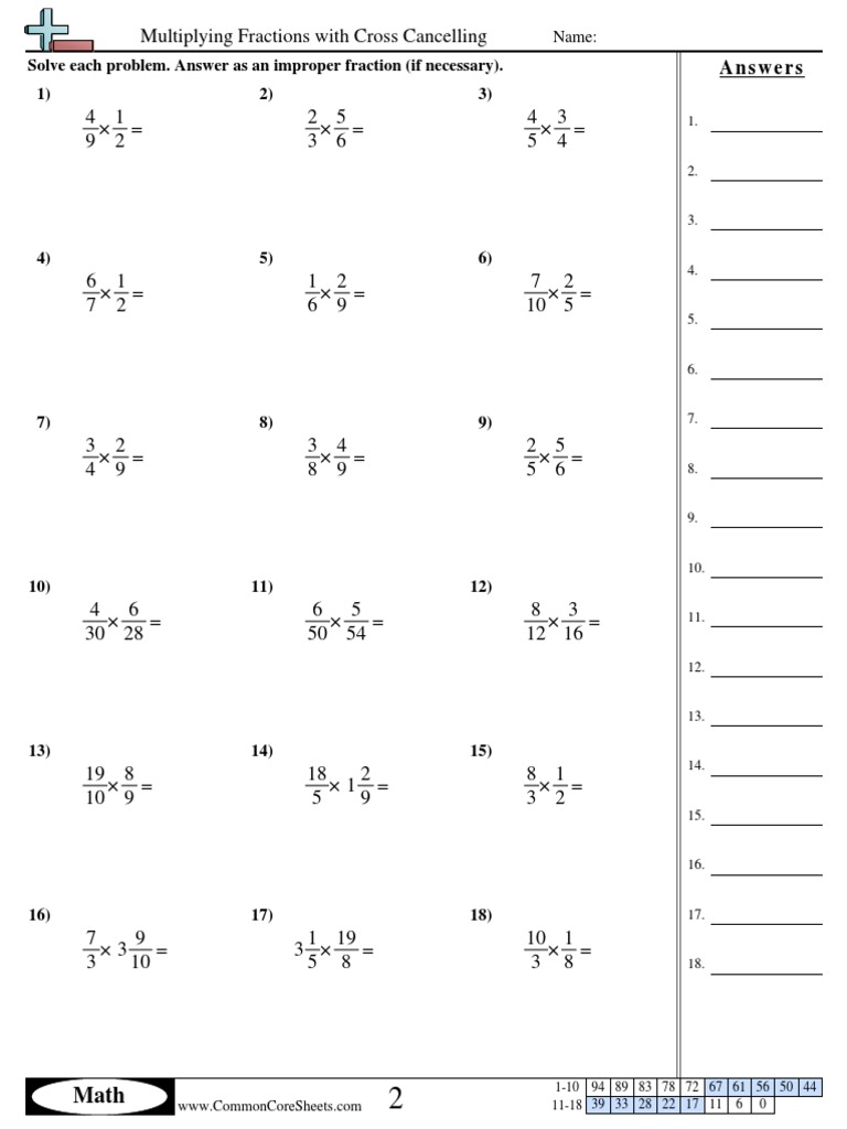 Multiplying Fractions Worksheet | PDF | Fraction (Mathematics) | Lexicology