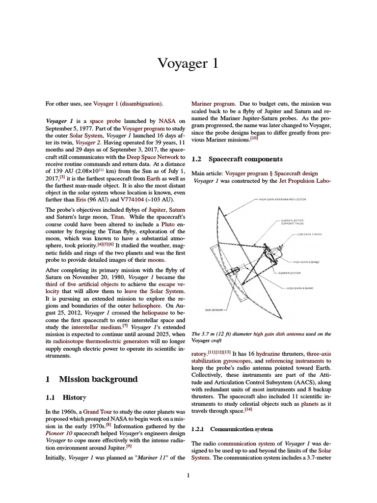 Voyager 1 | PDF | Voyager Program | Saturn
