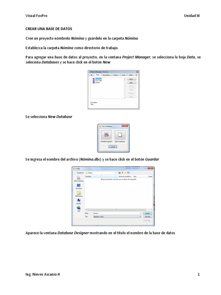 Crear Base de Datos en Visual FoxPro | PDF | Diseño de software | SQL
