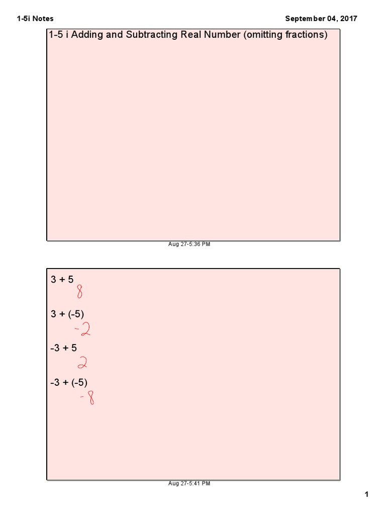 Adding and Subtracting Real Numbers | PDF
