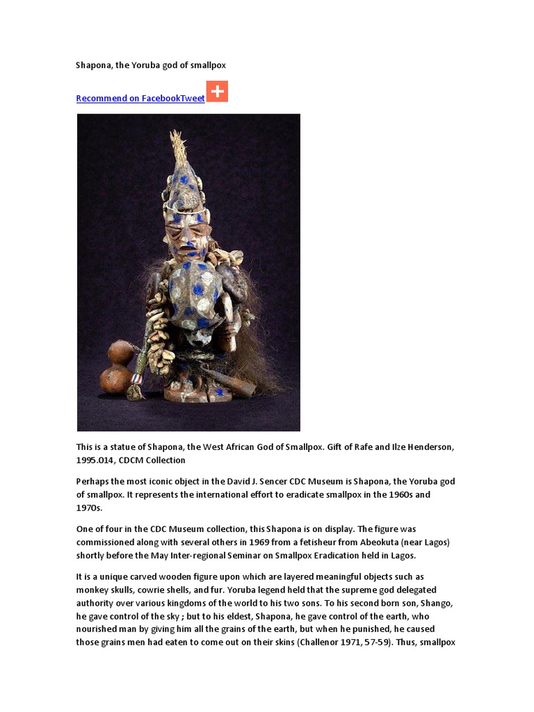 Shapona, The Yoruba God of Smallpox | PDF | Smallpox | Religion And Belief