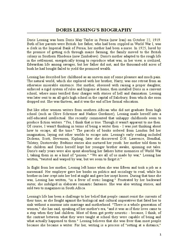 Doris Lessing: A Life in Literature | PDF | Doris Lessing