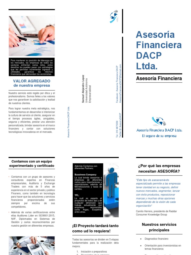 Folleto - Asesoria Financiera DACP | PDF | Liderazgo | Economias