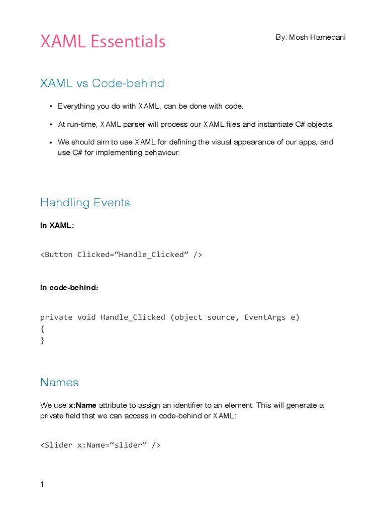 XAML Essentials Cheat Sheet | PDF | Extensible Application Markup ...