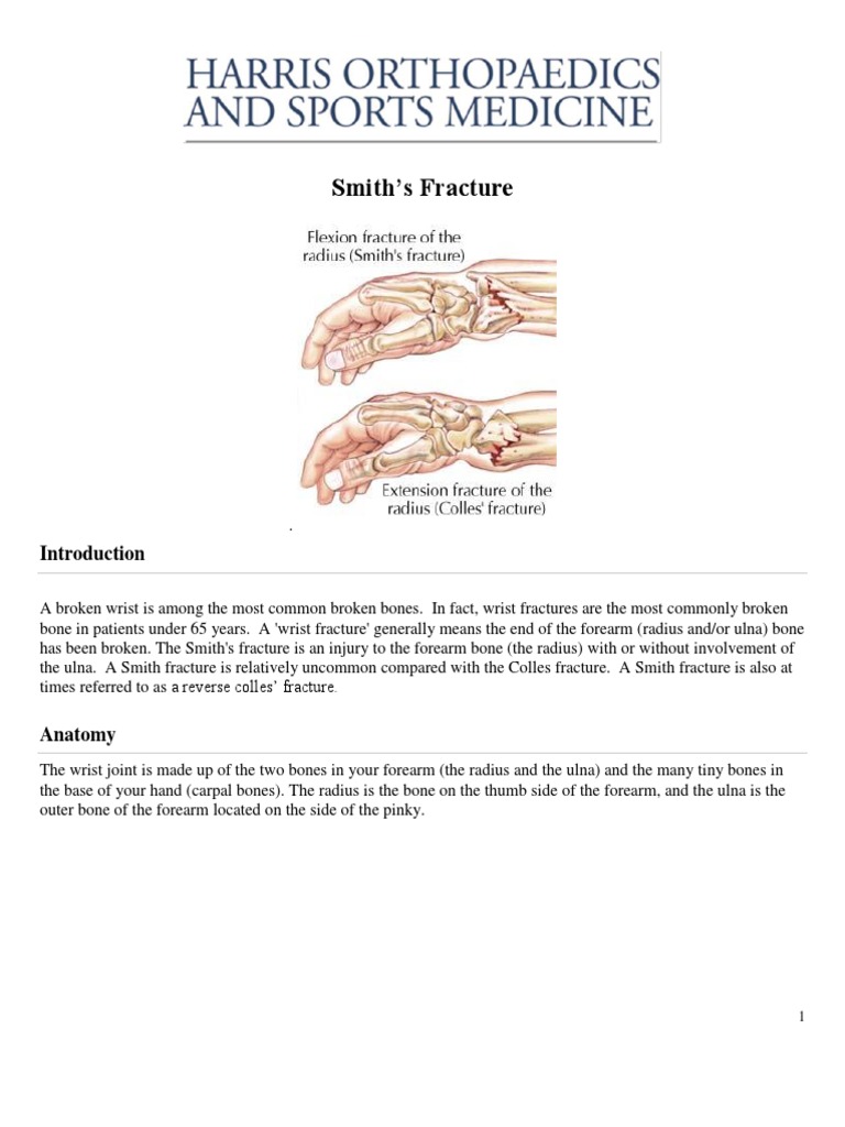 Smiths Fracture | PDF | Musculoskeletal System | Diseases And Disorders