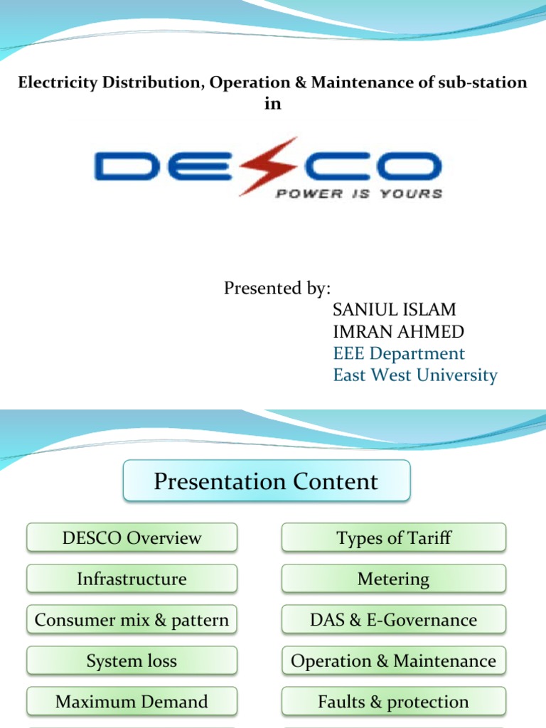 DESCO Presentation | PDF | Electrical Substation | Energy Industry