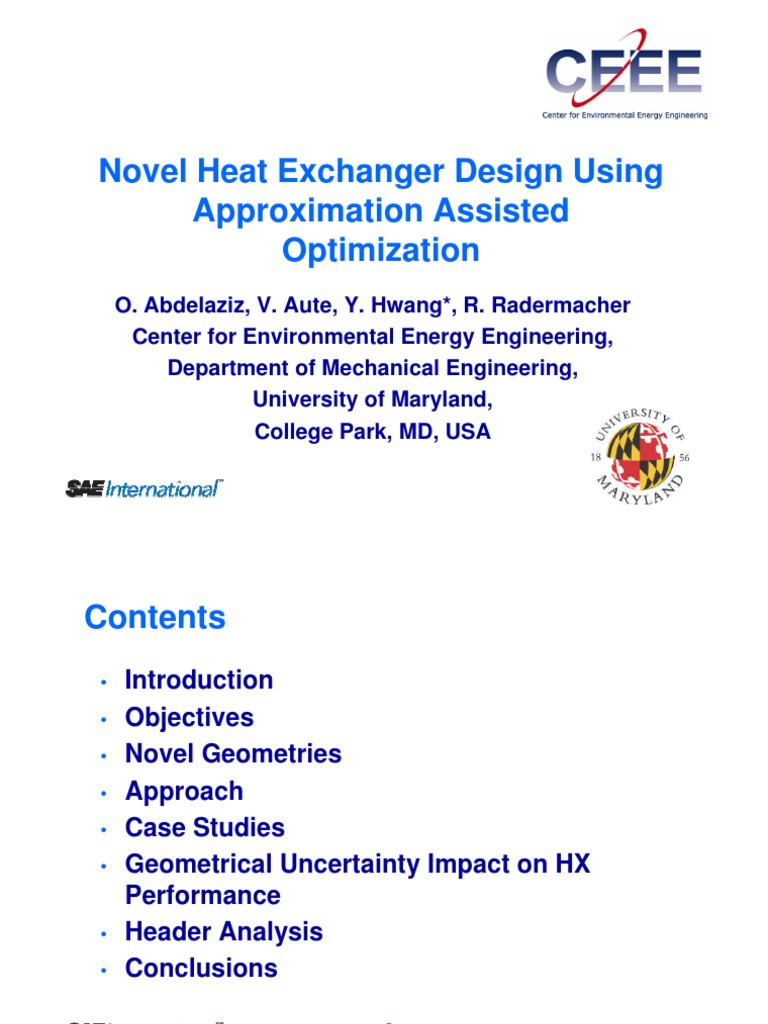 Novel Heat Exchanger Design Using Approximation Assisted Optimization | PDF | Computational ...