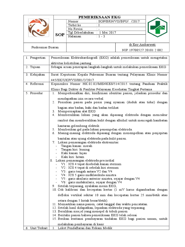 SOP Pemeriksaan EKG | PDF