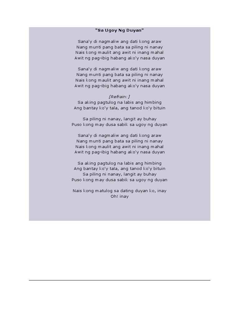 Sa Ugoy NG Duyan | PDF