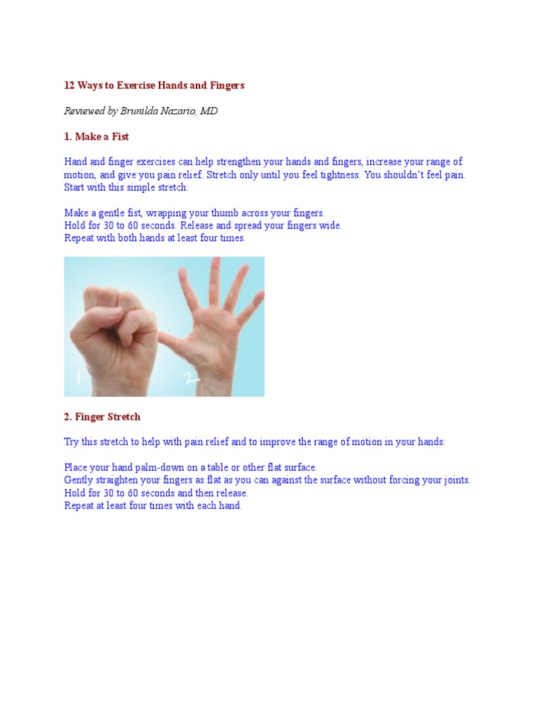 Hand and Finger Exercise Guide | PDF | Finger | Hand