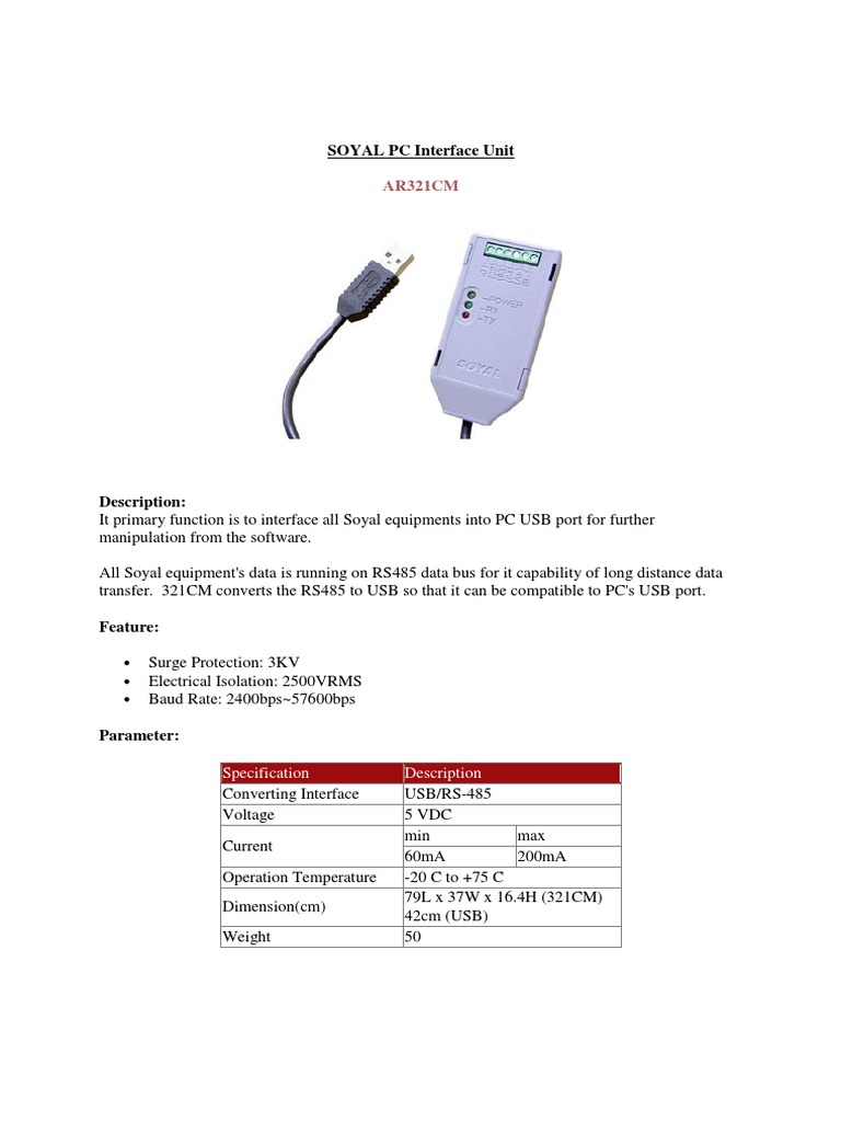 Interfacing Soyal Equipment Data with a Computer via USB: The Soyal ...