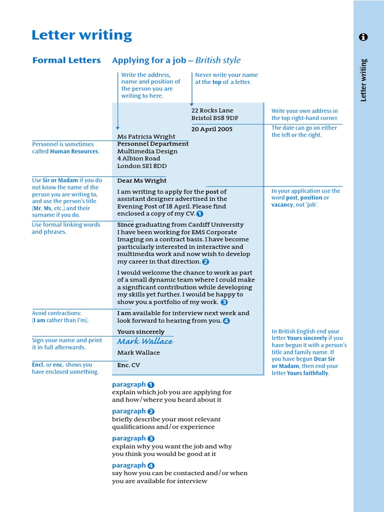 Letter Writing: Formal Letters Applying For A Job - British Style | PDF