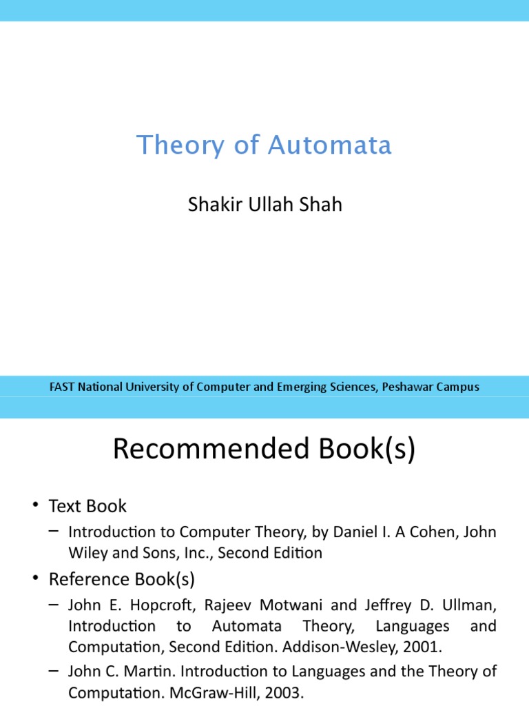 Theory of Automata: Shakir Ullah Shah | PDF | String (Computer Science ...