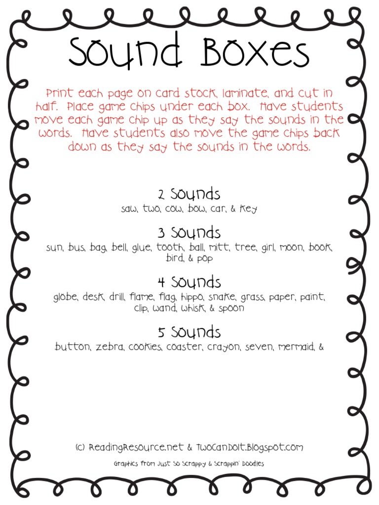 Sound Boxes: 2 Sounds 3 Sounds 4 Sounds 5 Sounds | PDF