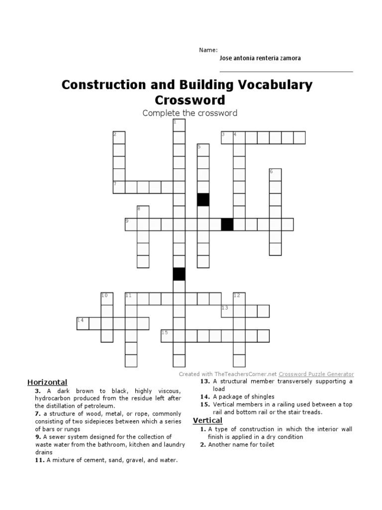 Construction and Building Vocabulary Crossword | PDF | Art