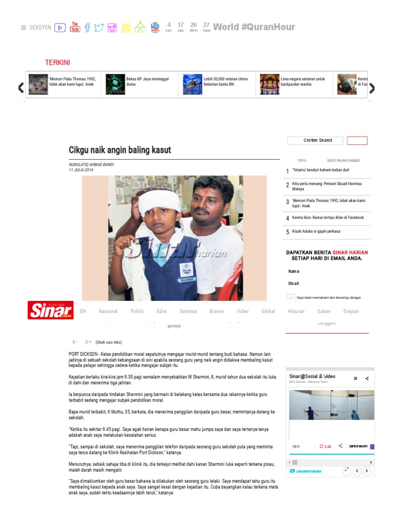 Cikgu Naik Angin Baling Kasut - Semasa - Sinar Harian | PDF