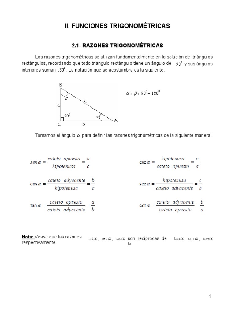 Funciones Trigonometricas | Descargar gratis PDF | Triángulo | Trigonometría