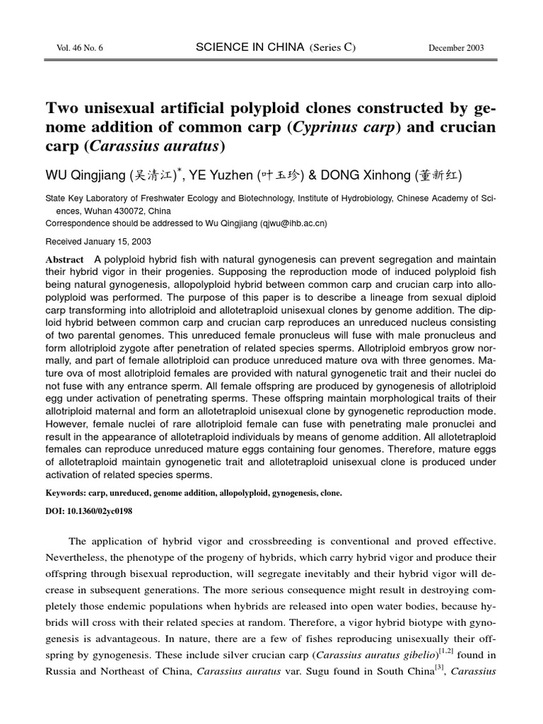 Two Unisexual Artificial Polyploid Clones Constructed by Ge-Nome ...