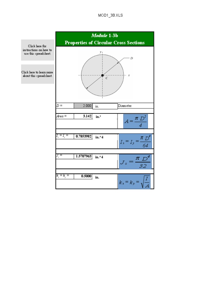 Properties of Circular Cross Sections: Module 1-3b | PDF