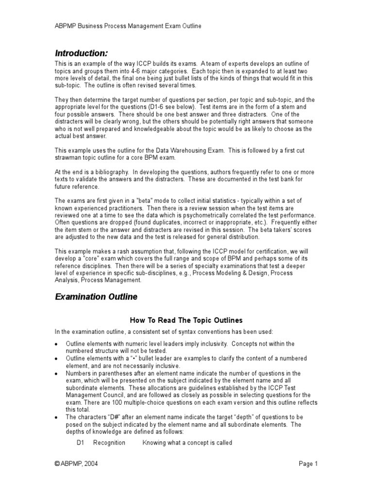 BPM Exam Outline v0.2 | PDF | Data Warehouse | Metadata