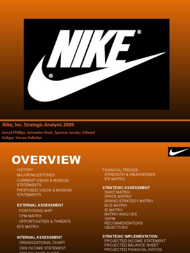 Nike, Inc. Strategic Analysis 2009: Jarryd Phillips, Jermaine West ...