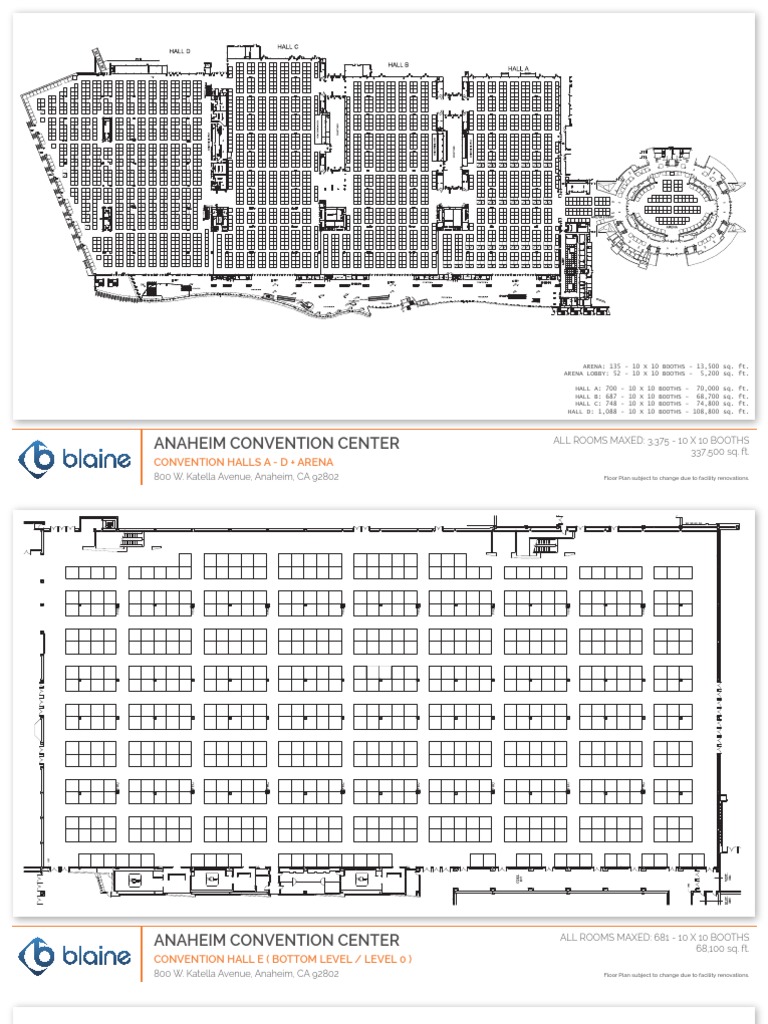 Anaheim Convention Center: Convention Halls A - D + Arena | PDF