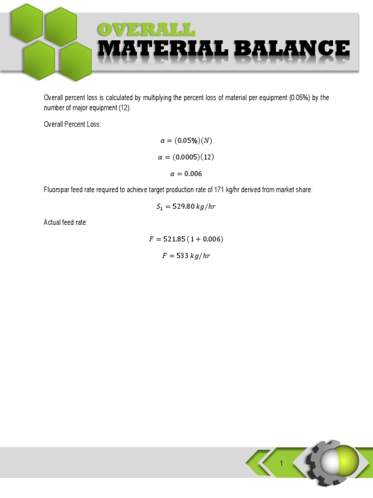 Material Balance | PDF | Stoichiometry | Mill (Grinding)