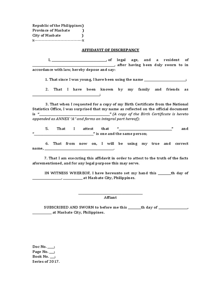 Affidavit of Discrepancy | PDF | Law