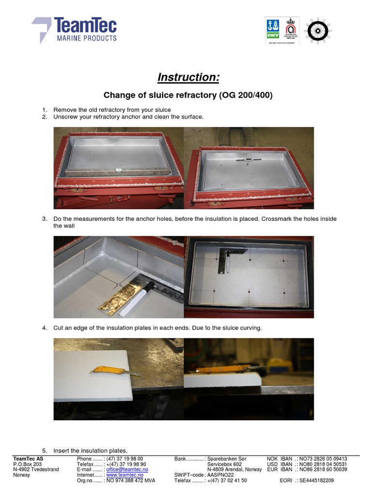 Sluice Refractory Change Instruction | PDF