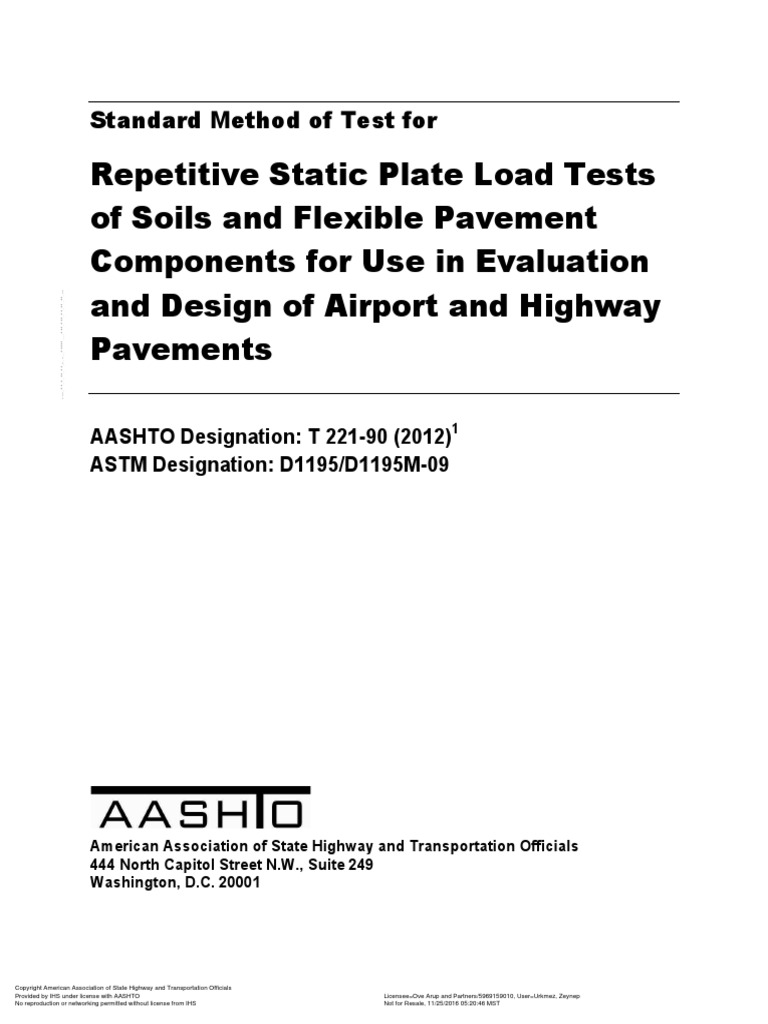 AASHTO Plate Load PDF | PDF | Road Surface | Bearing (Mechanical)