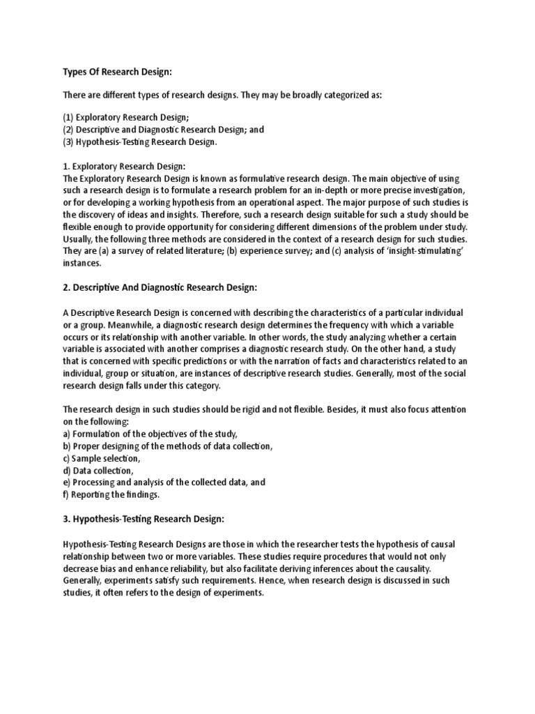 Types of Research Design | PDF | Hypothesis | Type I And Type Ii Errors