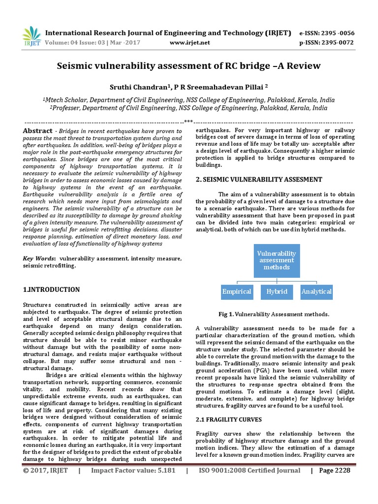 Seismic Vulnerability Assessment of RC Bridge - A Review | PDF | Earthquakes | Seismology