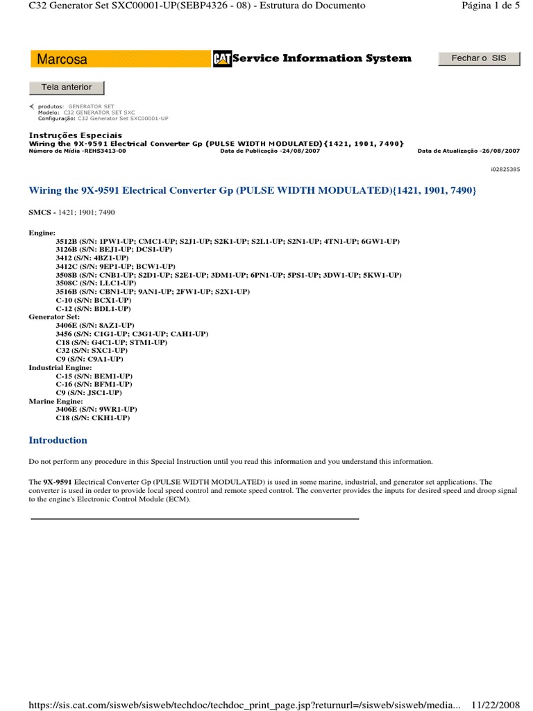 Caterpillar 9x-9591 Genset - Electrical Converter GP - Pulse Width ...