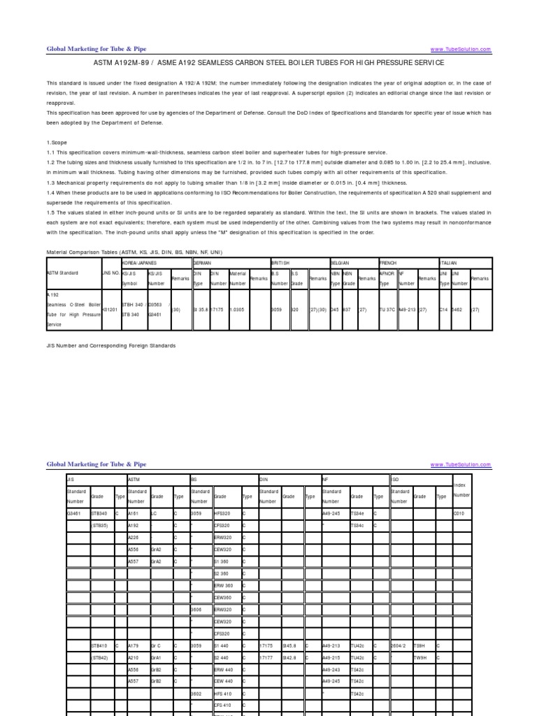Astm A192 PDF | PDF | Pipe (Fluid Conveyance) | Engineering